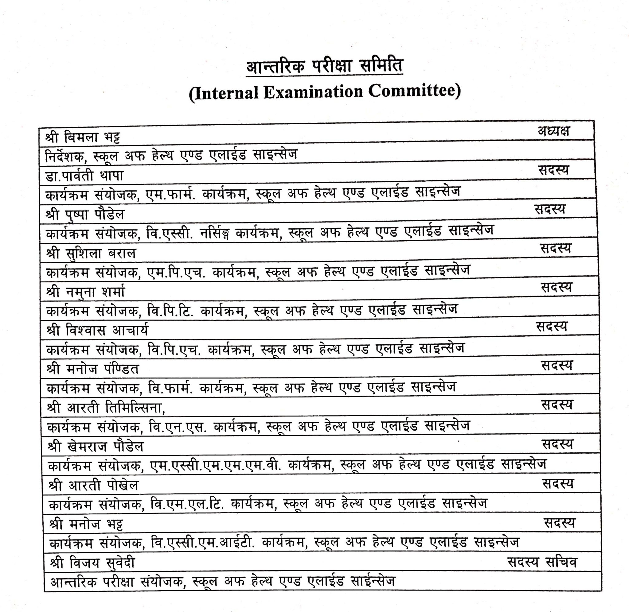 Internal Examination | SHAS
